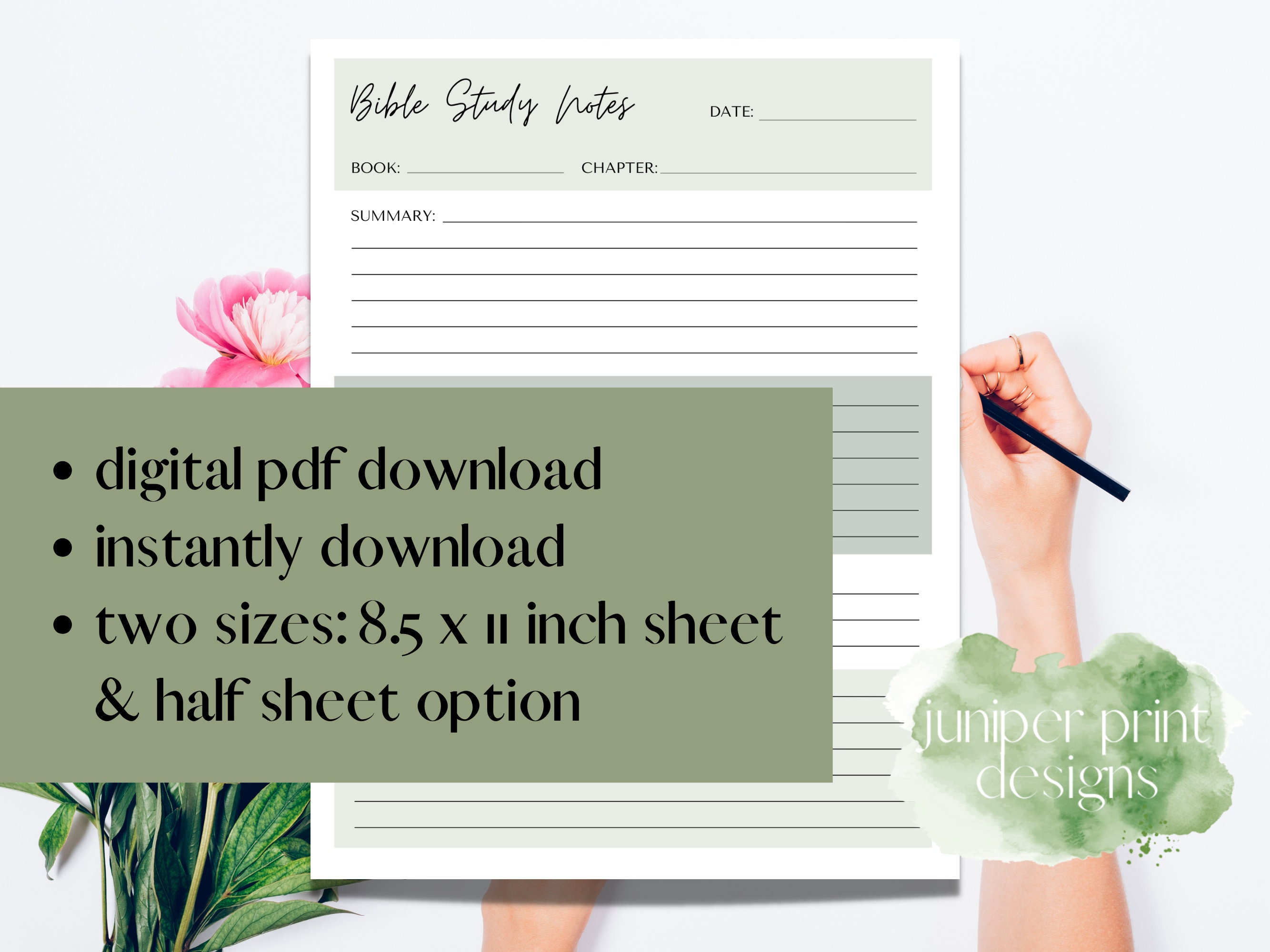 Bible Study Printable | Bible Study Note Sheet | Printable Devotional ...