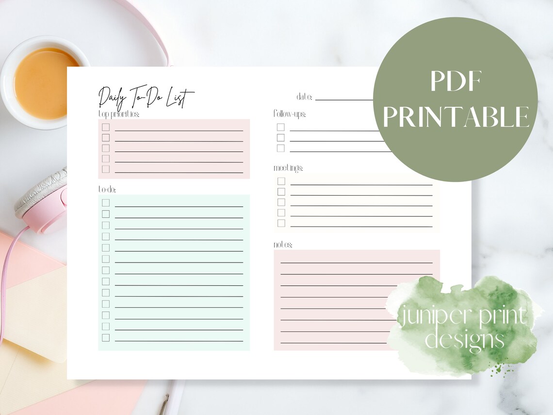 Daily to Do List Printable, Pastel to Do List, Minimalist Daily Planner ...