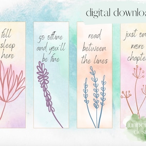 Quote Printable Bookmark Set, Download and Print Bookmarks, Watercolor ...