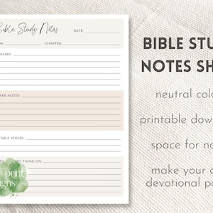 Bible Study Note Sheet, Printable Devotional Pages, Printable Bible ...
