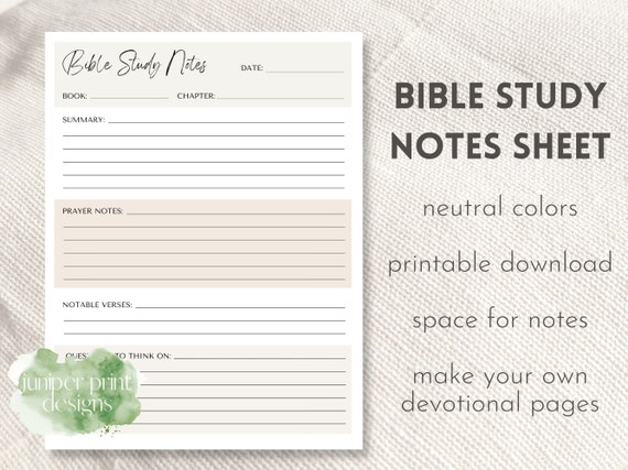 Bible Study Note Sheet Printable Devotional Pages Printable - Etsy