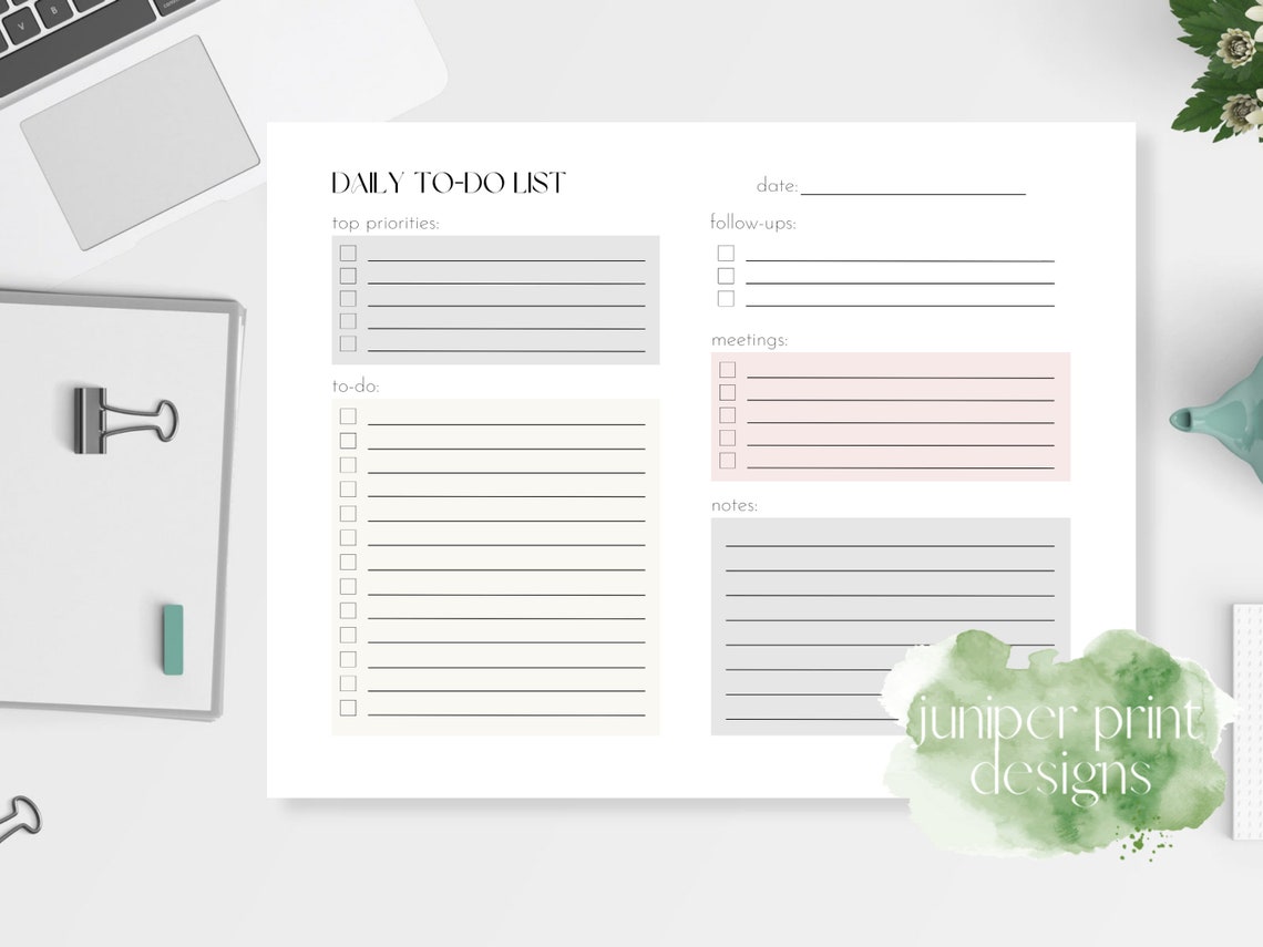 Daily to Do List Printable, Pastel to Do List, Minimalist Daily Planner ...