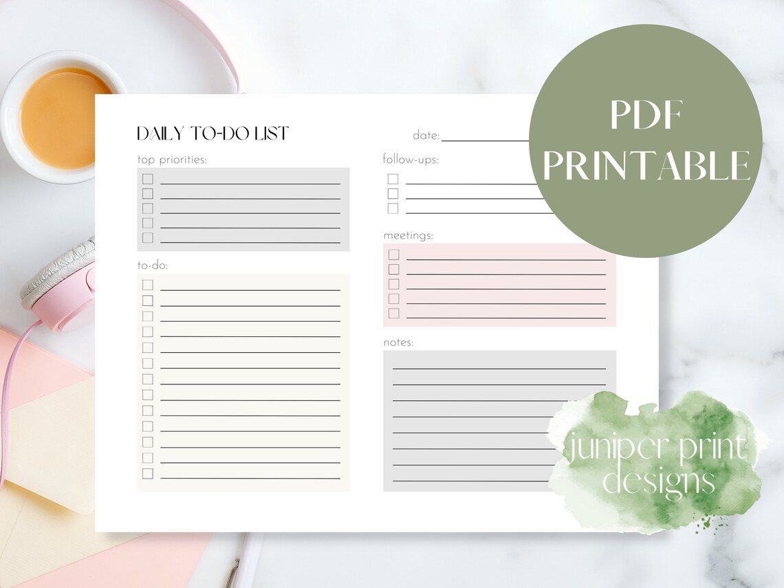 Daily to Do List Printable, Pastel to Do List, Minimalist Daily Planner ...