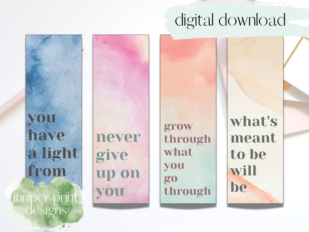 Watercolor Affirmation Printable Bookmark Set, Affirmation Bookmarks ...