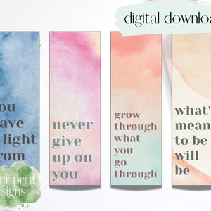 Watercolor Affirmation Printable Bookmark Set, Affirmation Bookmarks ...