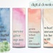 Watercolor Affirmation Printable Bookmark Set, Affirmation Bookmarks ...