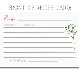 Floral Recipe Card Template, Printable Recipe Card for Bridal Shower ...