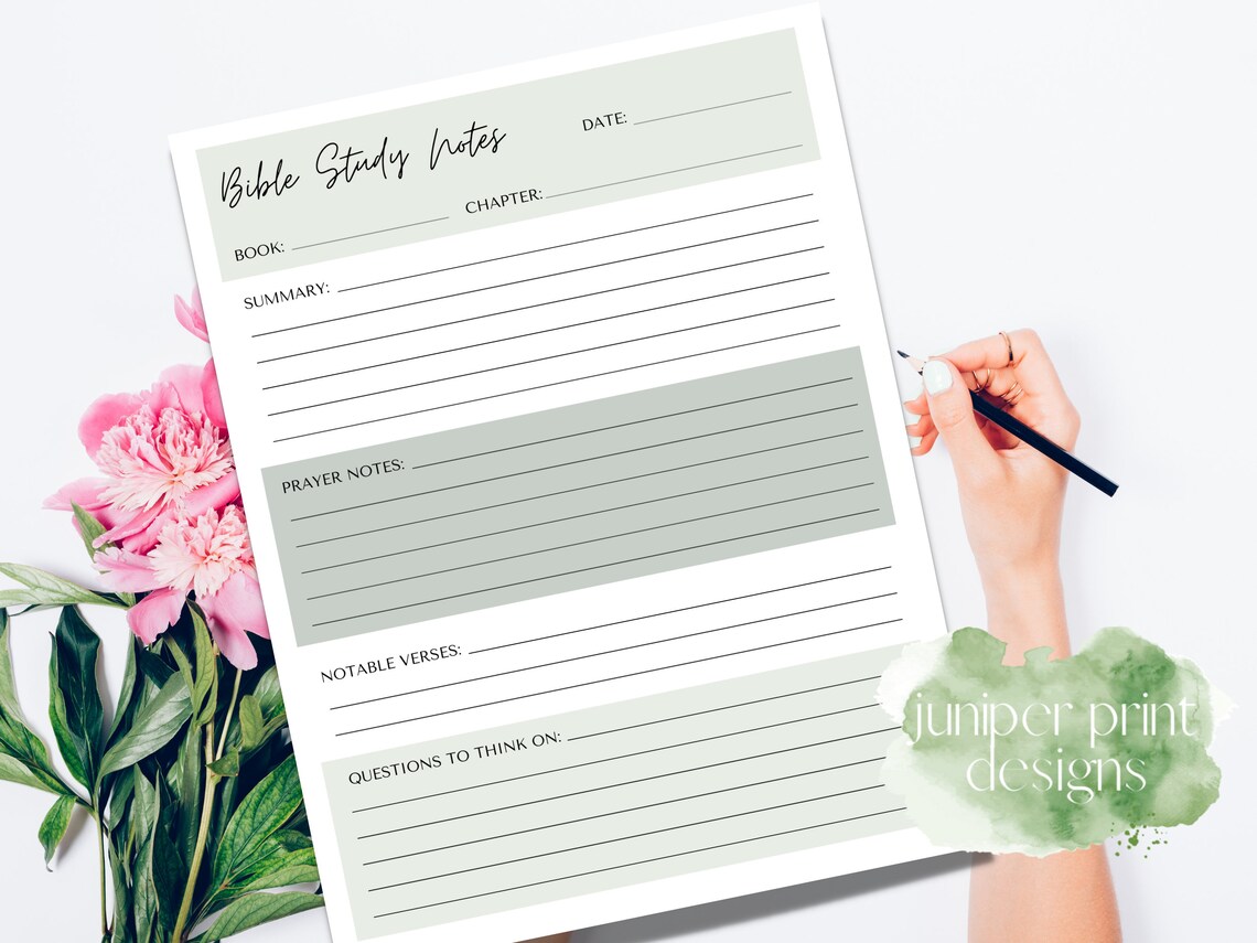 Bible Study Printable | Bible Study Note Sheet | Printable Devotional ...