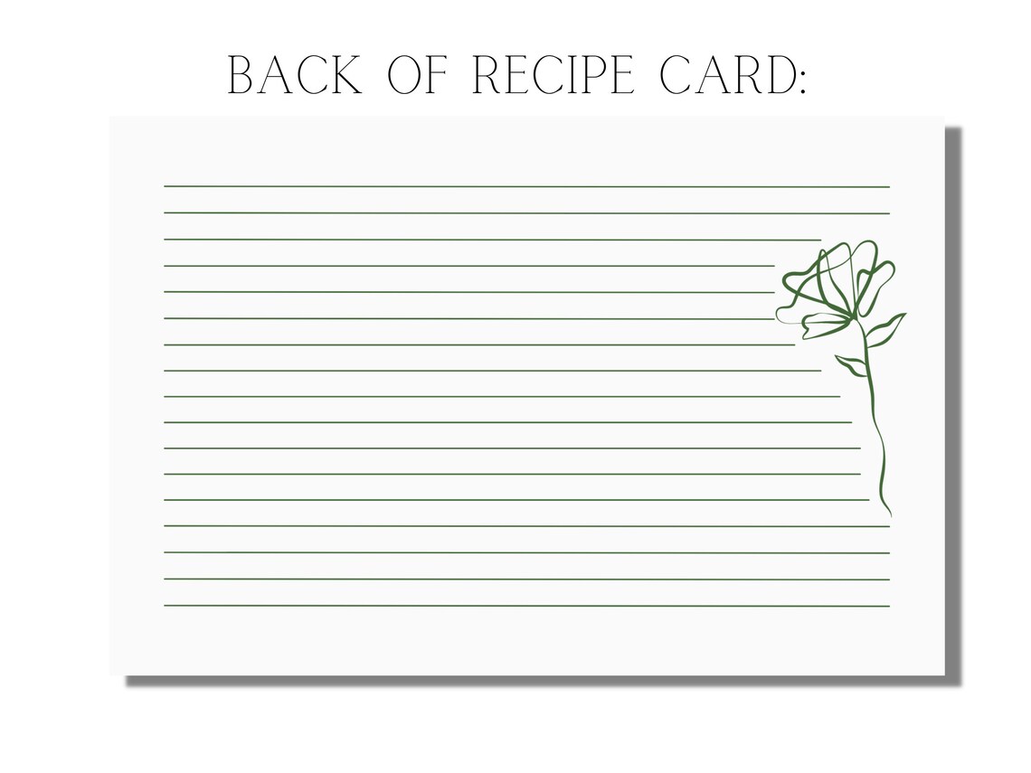 Floral Recipe Card Template, Printable Recipe Card for Bridal Shower ...
