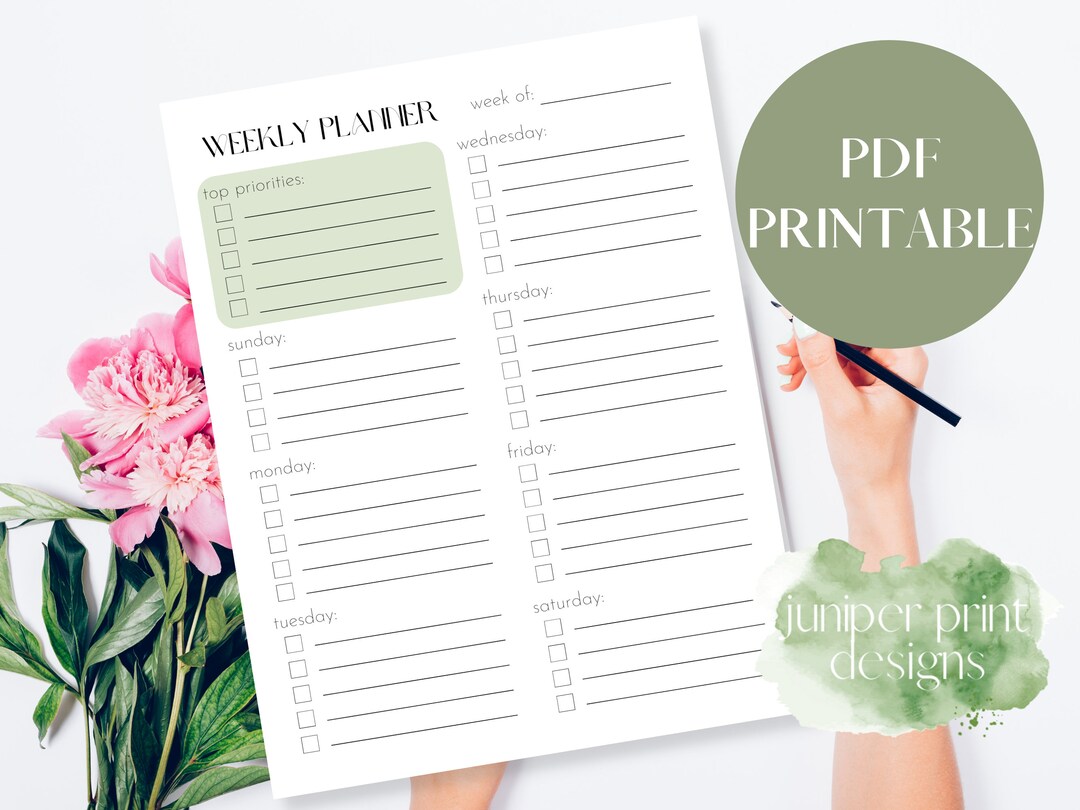 Weekly to Do List Printable, Minimalist Productivity Planner, Weekly ...