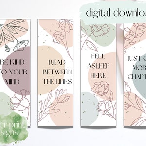 Quote Printable Bookmark Set, Download and Print Bookmarks, Floral ...