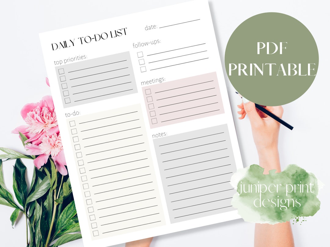 Daily to Do List Printable Minimalist Productivity Planner - Etsy