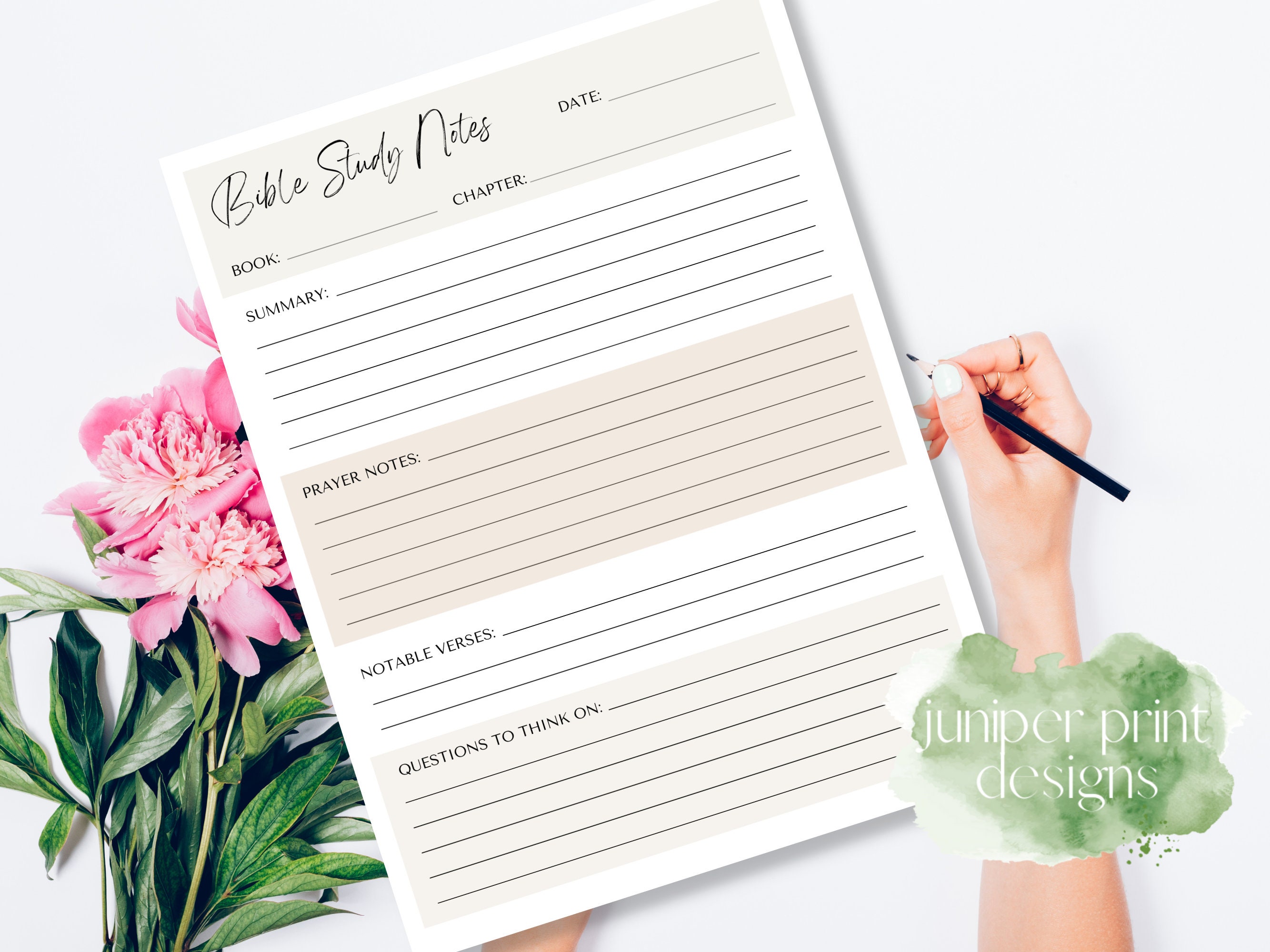 Bible Study Note Sheet, Printable Devotional Pages, Printable Bible ...