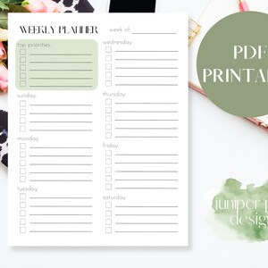 Weekly to Do List Printable, Minimalist Productivity Planner, Weekly ...