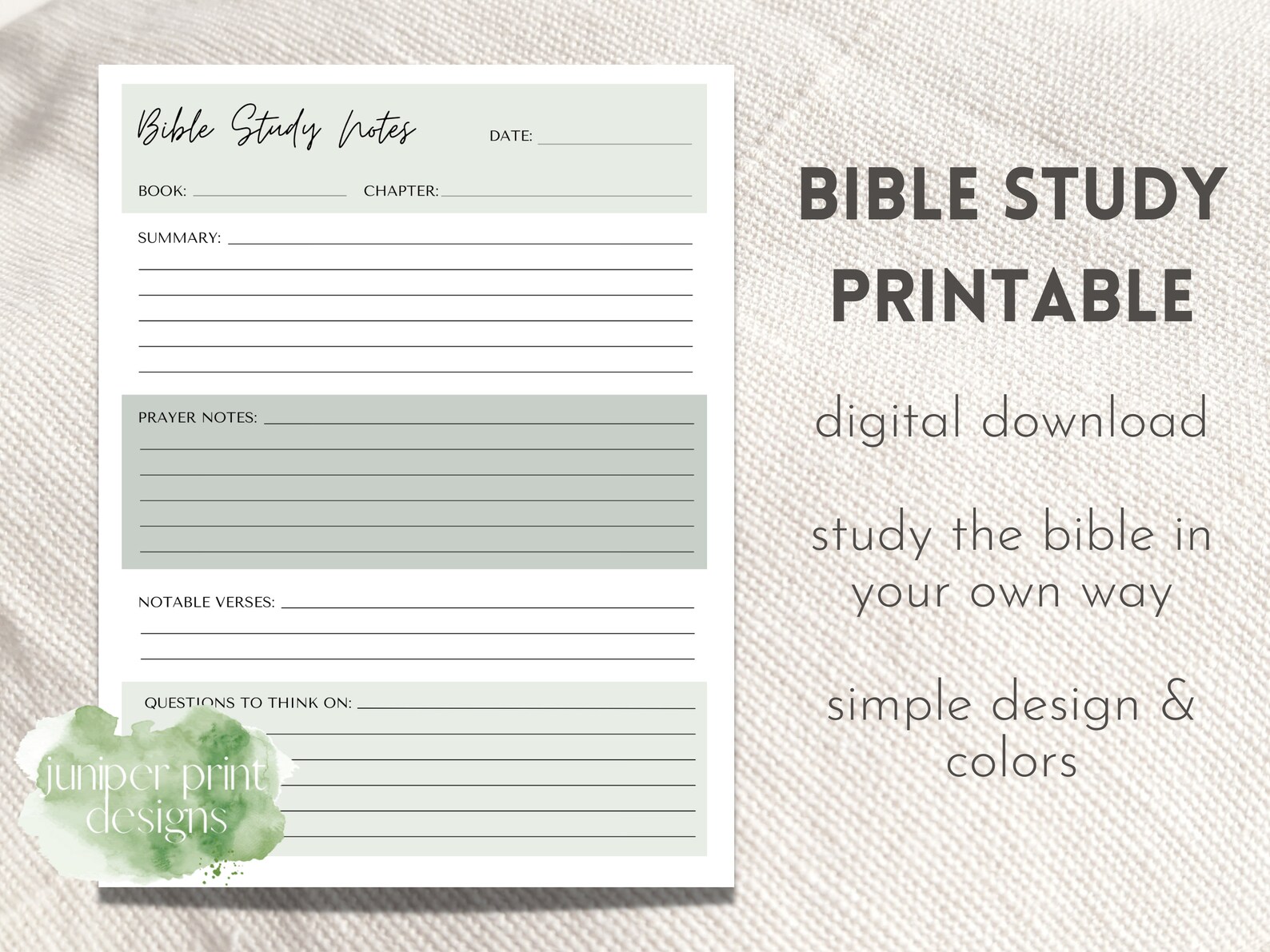 Bible Study Printable | Bible Study Note Sheet | Printable Devotional ...