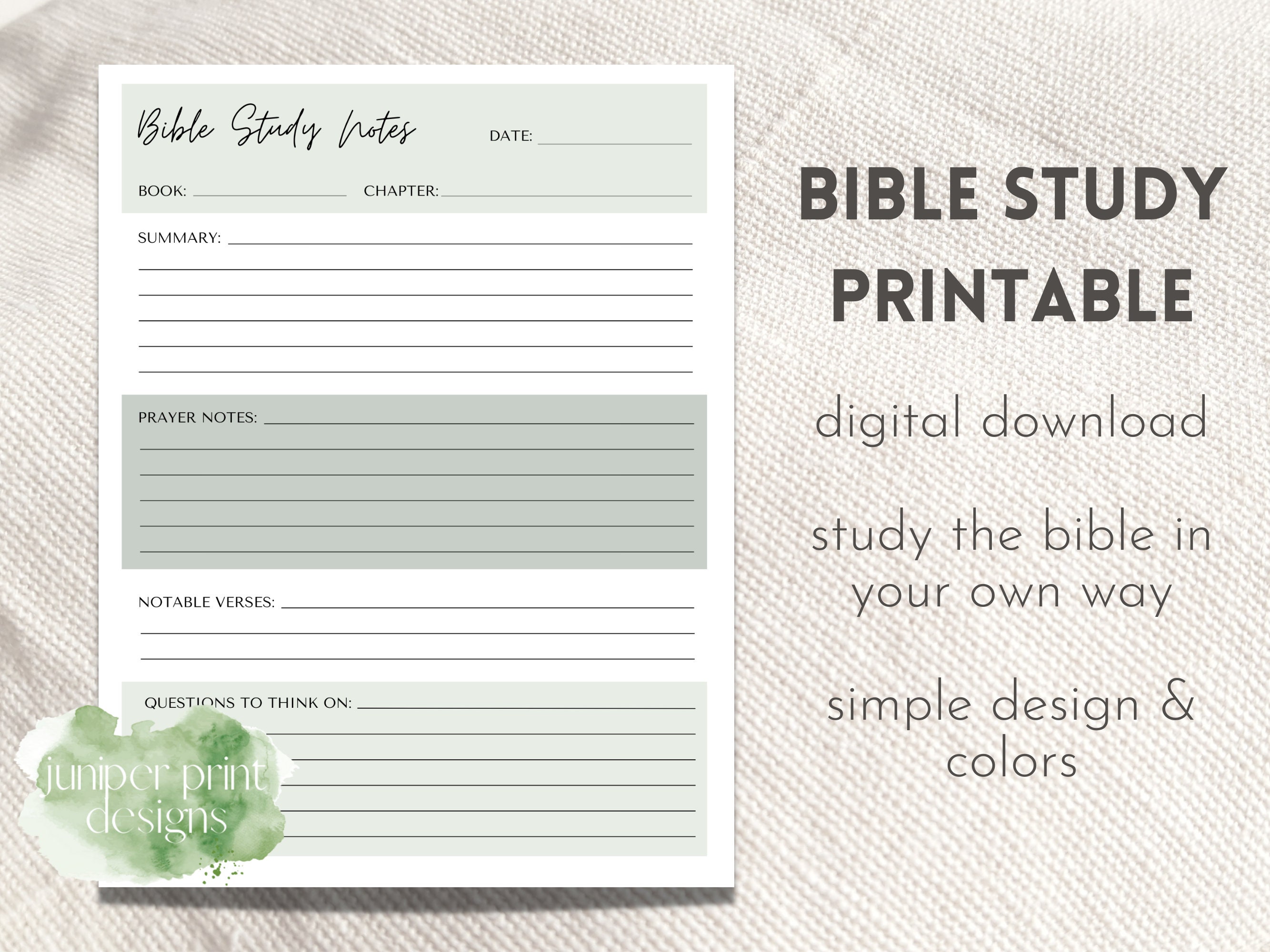 Bible Study Printable | Bible Study Note Sheet | Printable Devotional ...