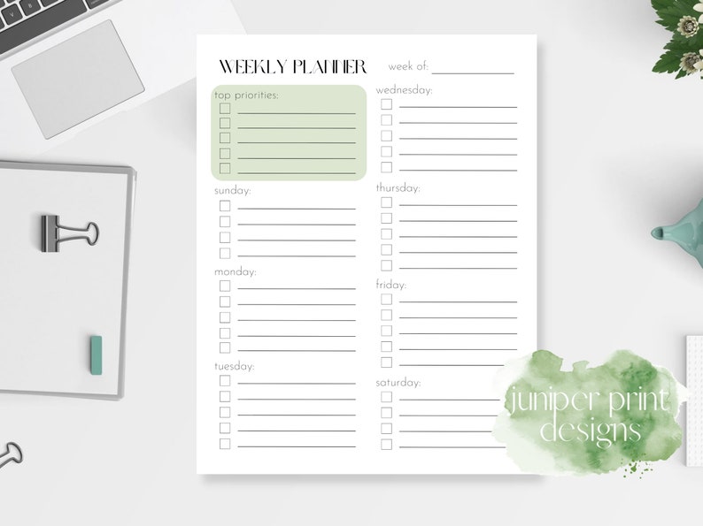 Weekly to Do List Printable, Minimalist Productivity Planner, Weekly ...