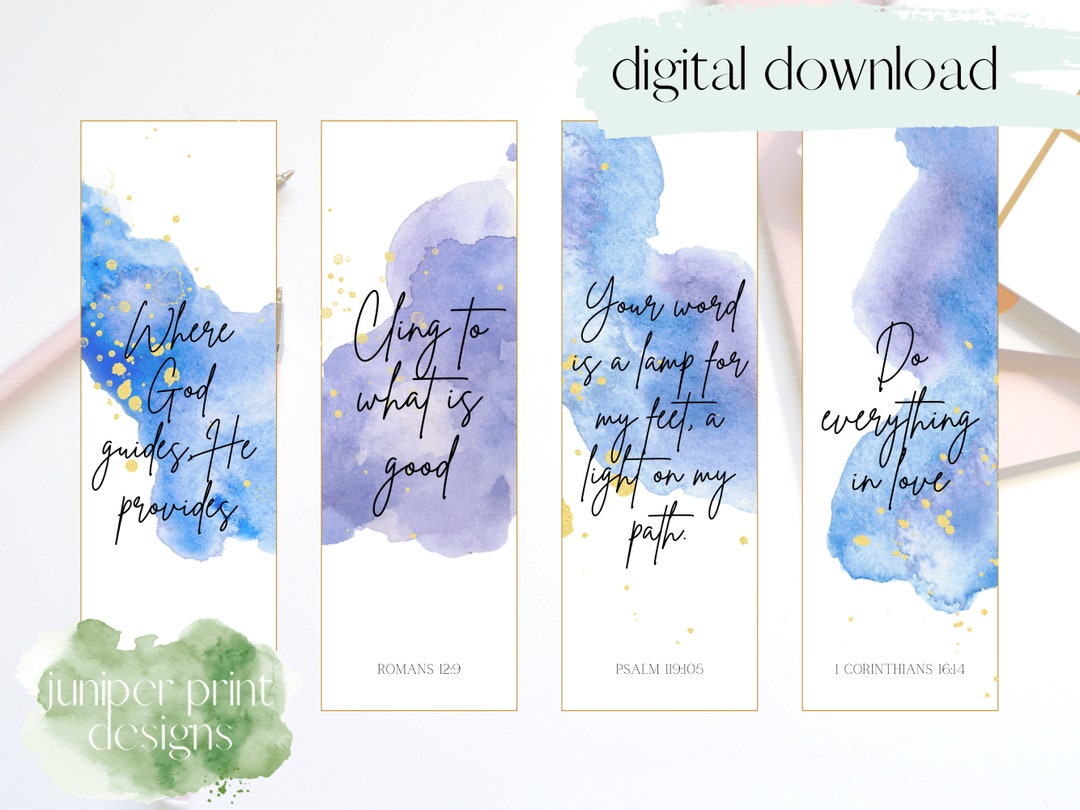 Scripture Printable Bookmarks - Watercolor Printable Bible Bookmarks ...