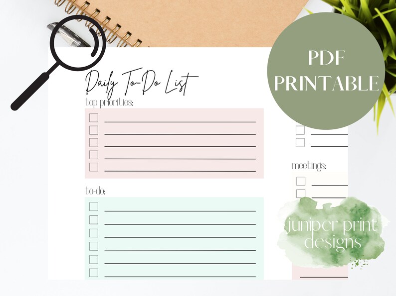 Daily to Do List Printable Pastel to Do List Minimalist - Etsy
