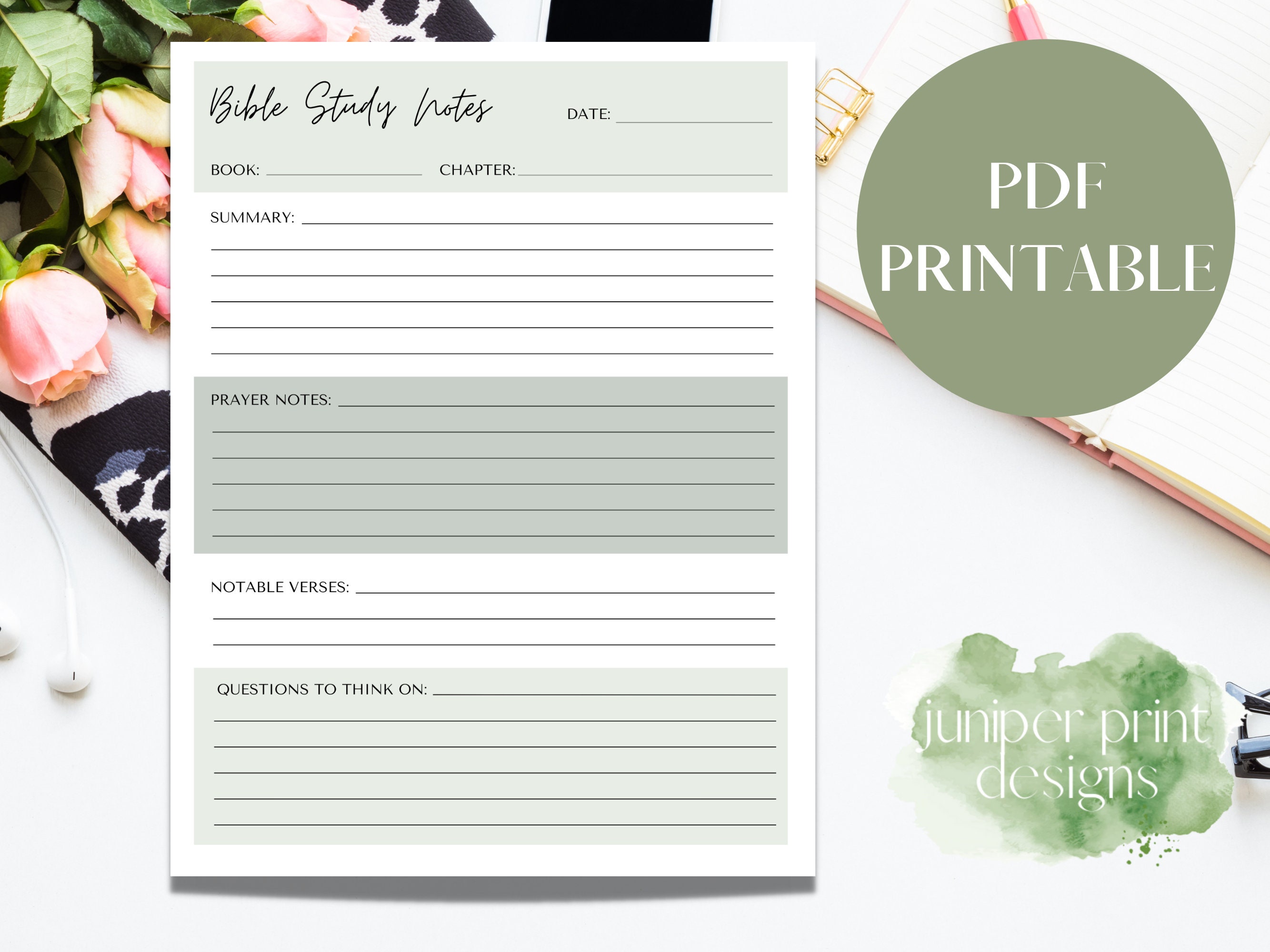 Bible Study Printable | Bible Study Note Sheet | Printable Devotional ...