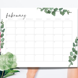 2022 Monthly Calendar Printable, Simple Digital Calendar, Printable ...