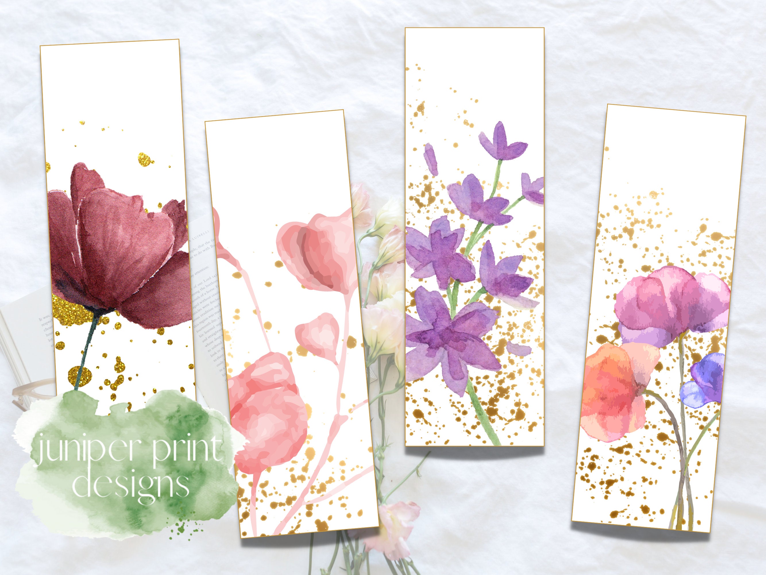 Watercolor Bookmark Printables, Download and Print Bookmarks ...