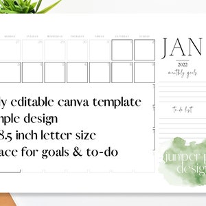 2022 Monthly Calendar Landscape, 2022 Calendar Printable, Printable ...