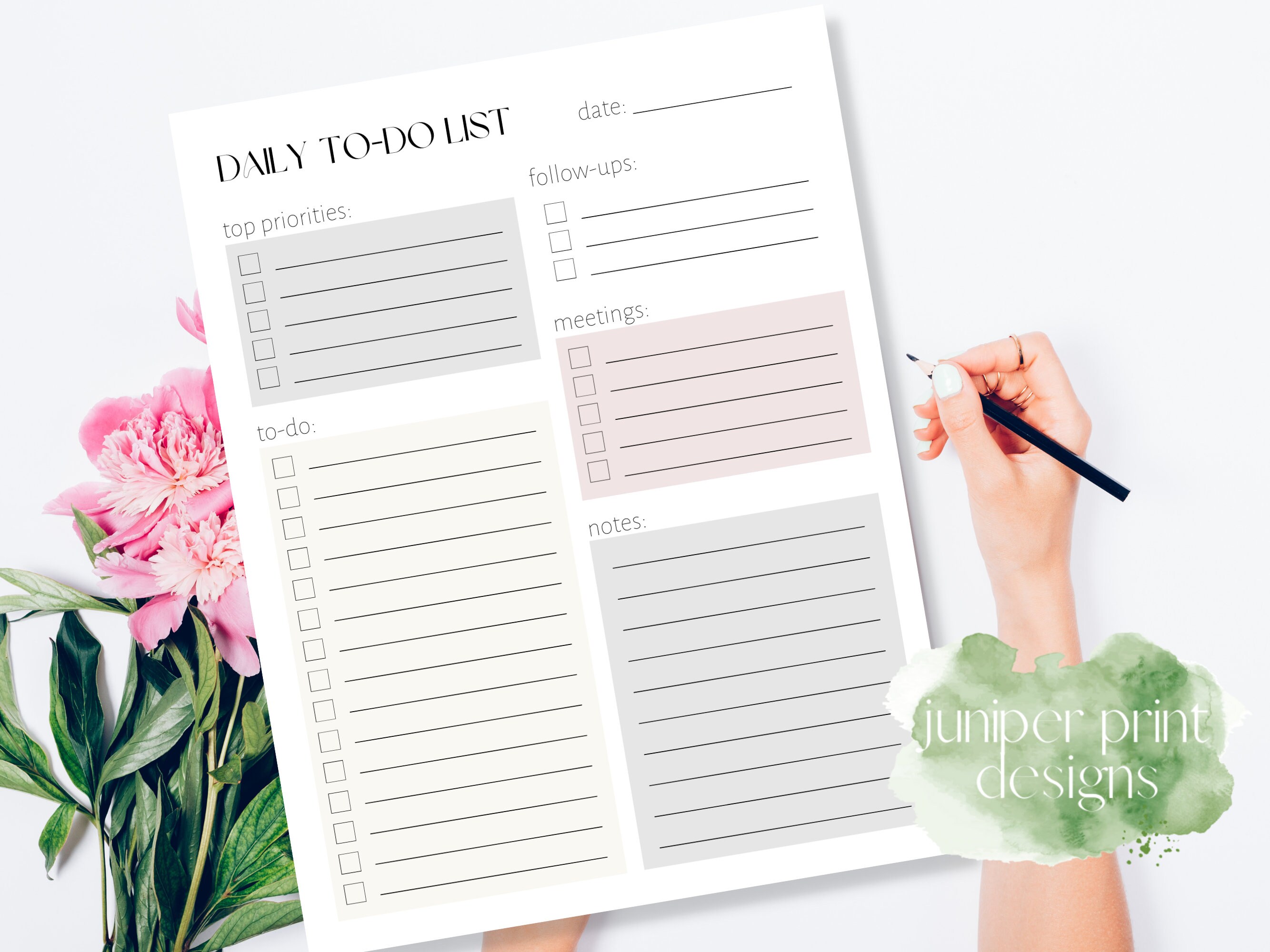 Daily to Do List Printable, Minimalist Productivity Planner, Daily ...