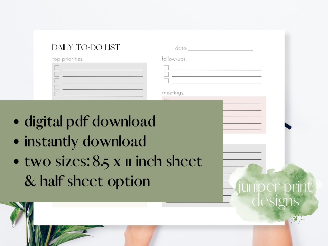 Daily to Do List Printable, Pastel to Do List, Minimalist Daily Planner ...