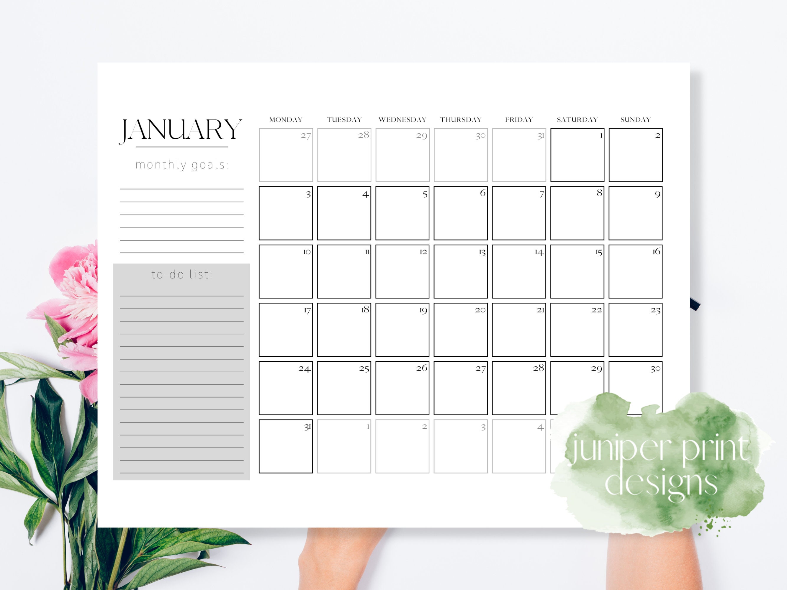2022 Calendar Printable, Digital Calendar, Printable Calendar Template ...