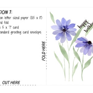 Printable Birthday Card | Purple Flowers | Watercolour | Digital ...