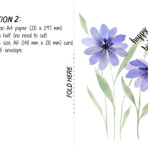 Printable Birthday Card | Purple Flowers | Watercolour | Digital ...