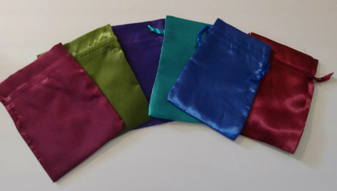 5x7 SATIN PARTY BAGS Drawstring Pouch Set of 6, Winter Colors - Etsy