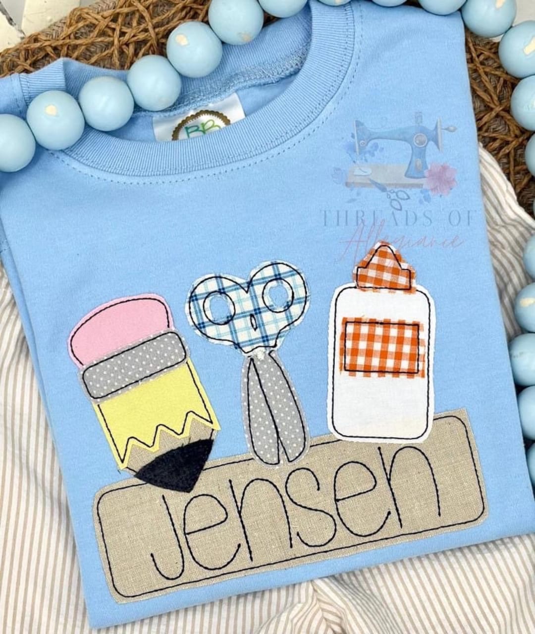 KIDS Personalized School Supplies Tee - Etsy
