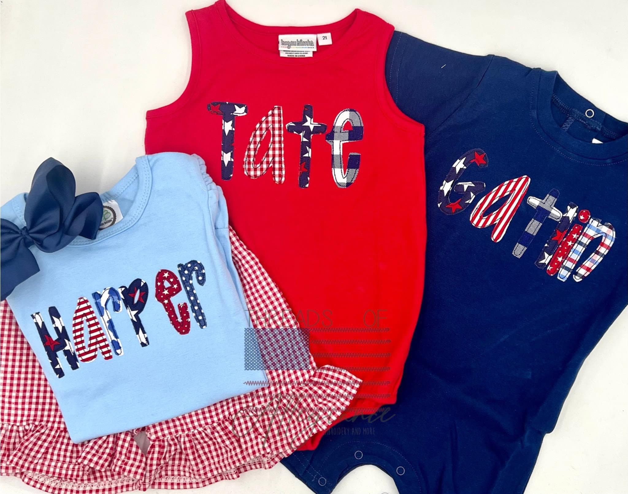 Personalized Patriotic Applique' Names - Etsy
