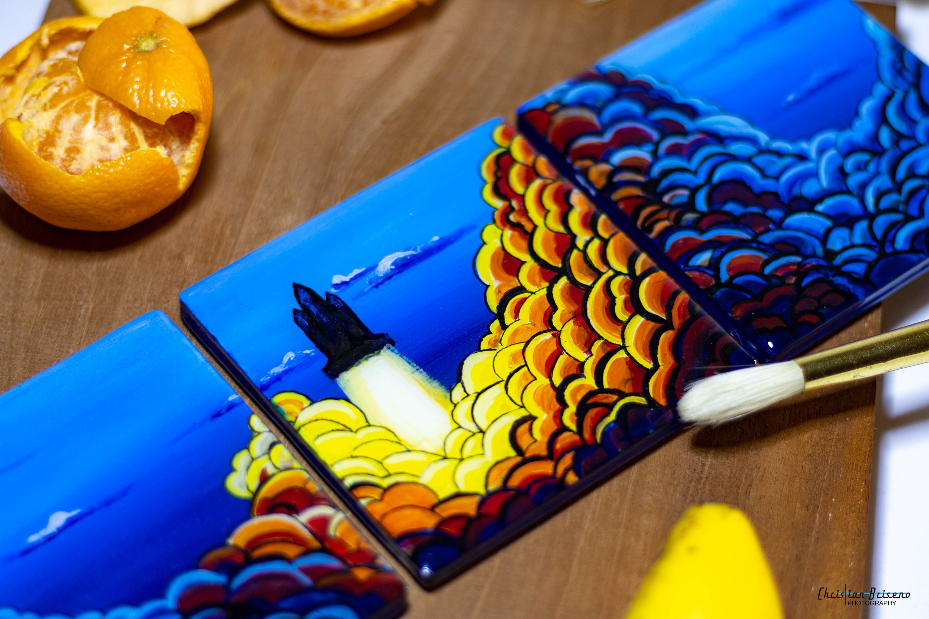 Hand-painted Rocket Launch Tile Set Handmade Decorative Tile - Etsy