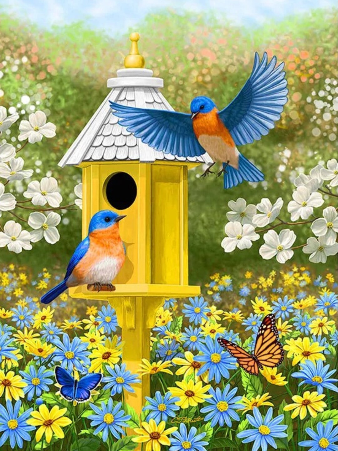 Bluebirds Diamond Painting Short Lint Canvas Kit - Etsy