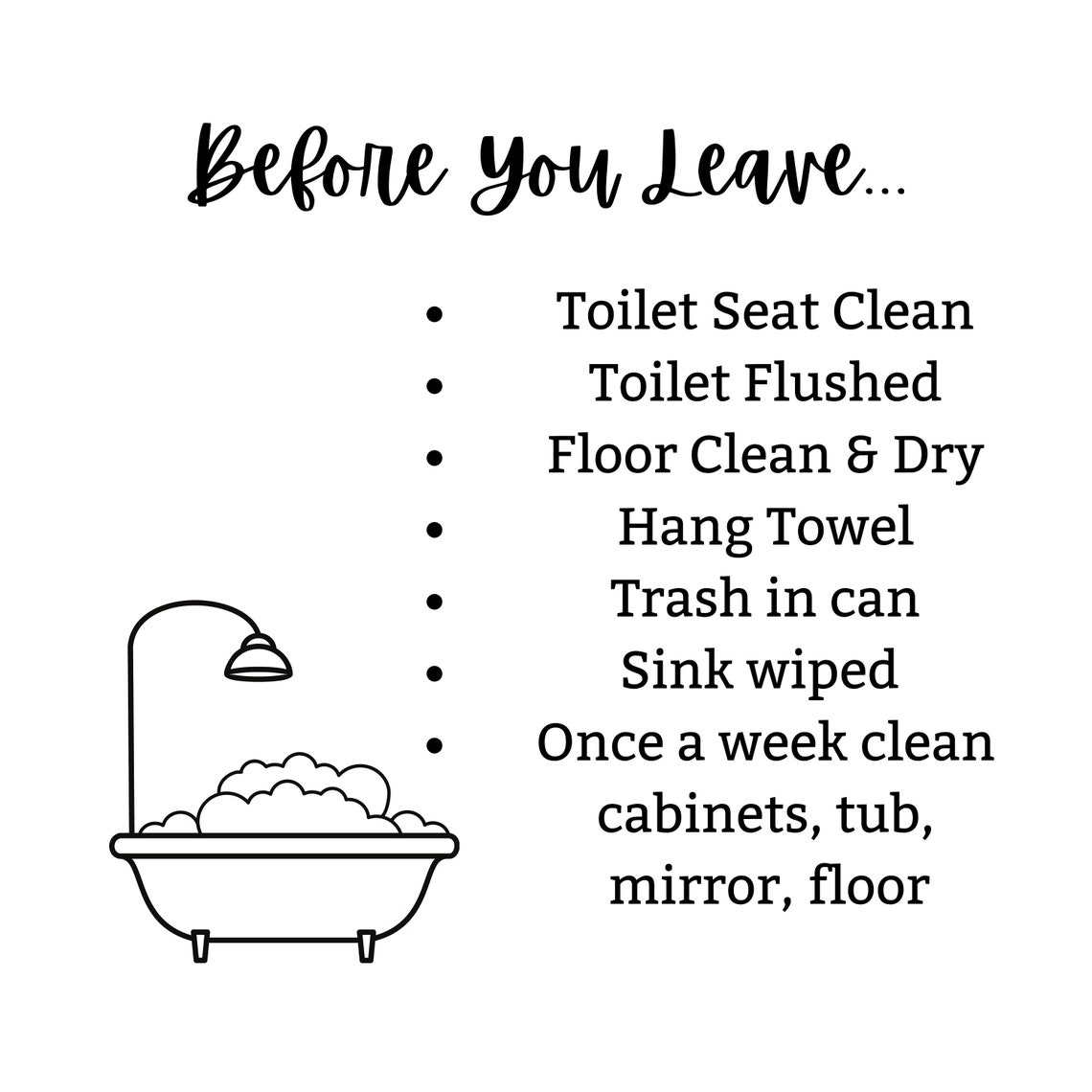 Teen Bathroom Checklist Digital Download - Etsy