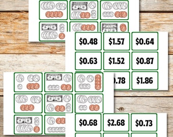 Money Flash Cards, 17 Montessori Cards, US Coins, Memory Games, 3 Part ...