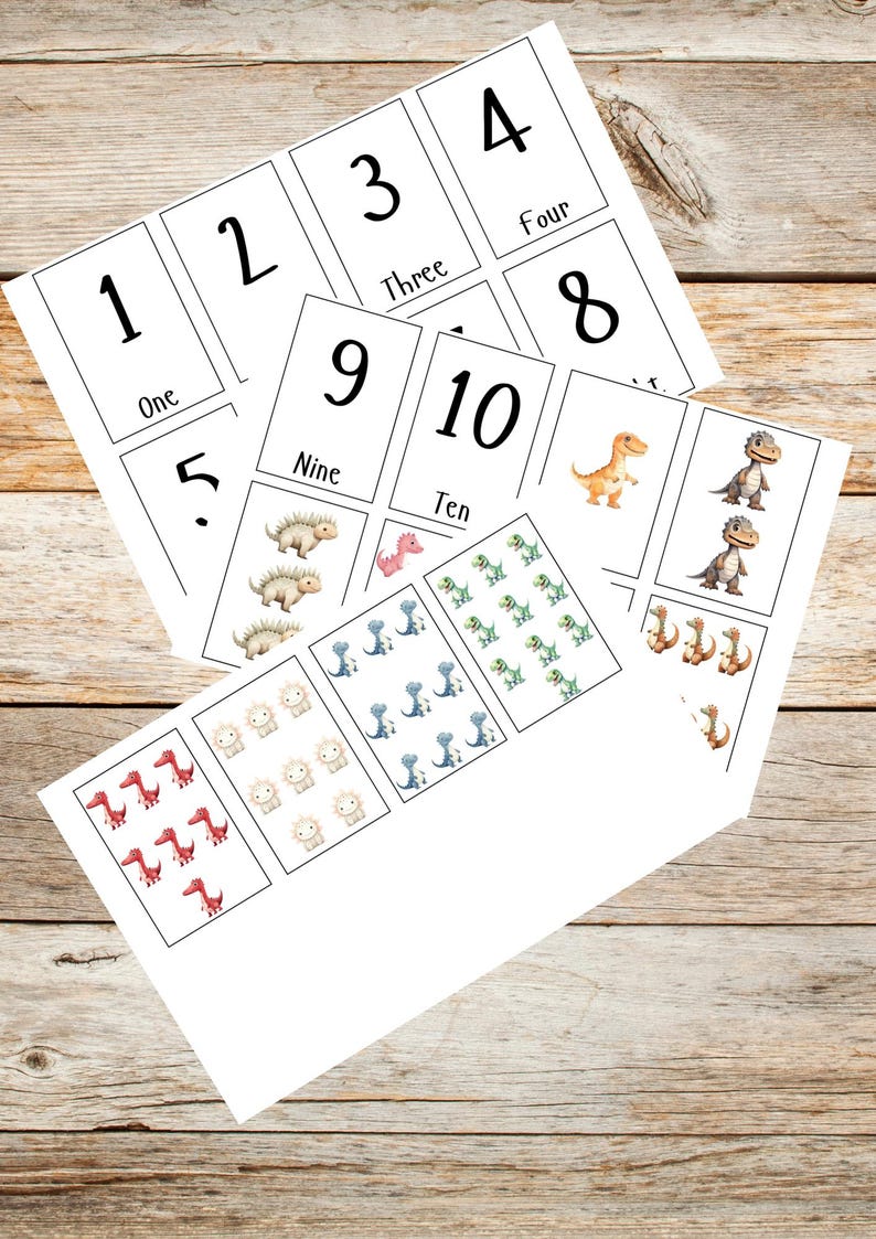 Dino Matching Flashcard I Dino Flashcards I Preschool Counting Flash ...