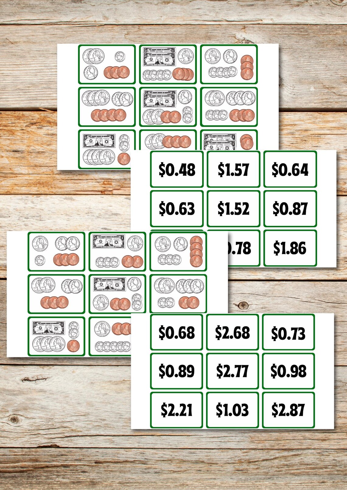 Money Flash Cards I Montessori Cards I US Coins I Memory Games I Pre-k ...