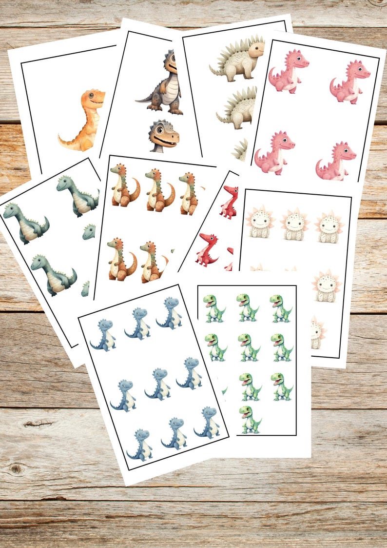 Dino Matching Flashcard I Dino Flashcards I Preschool Counting Flash ...