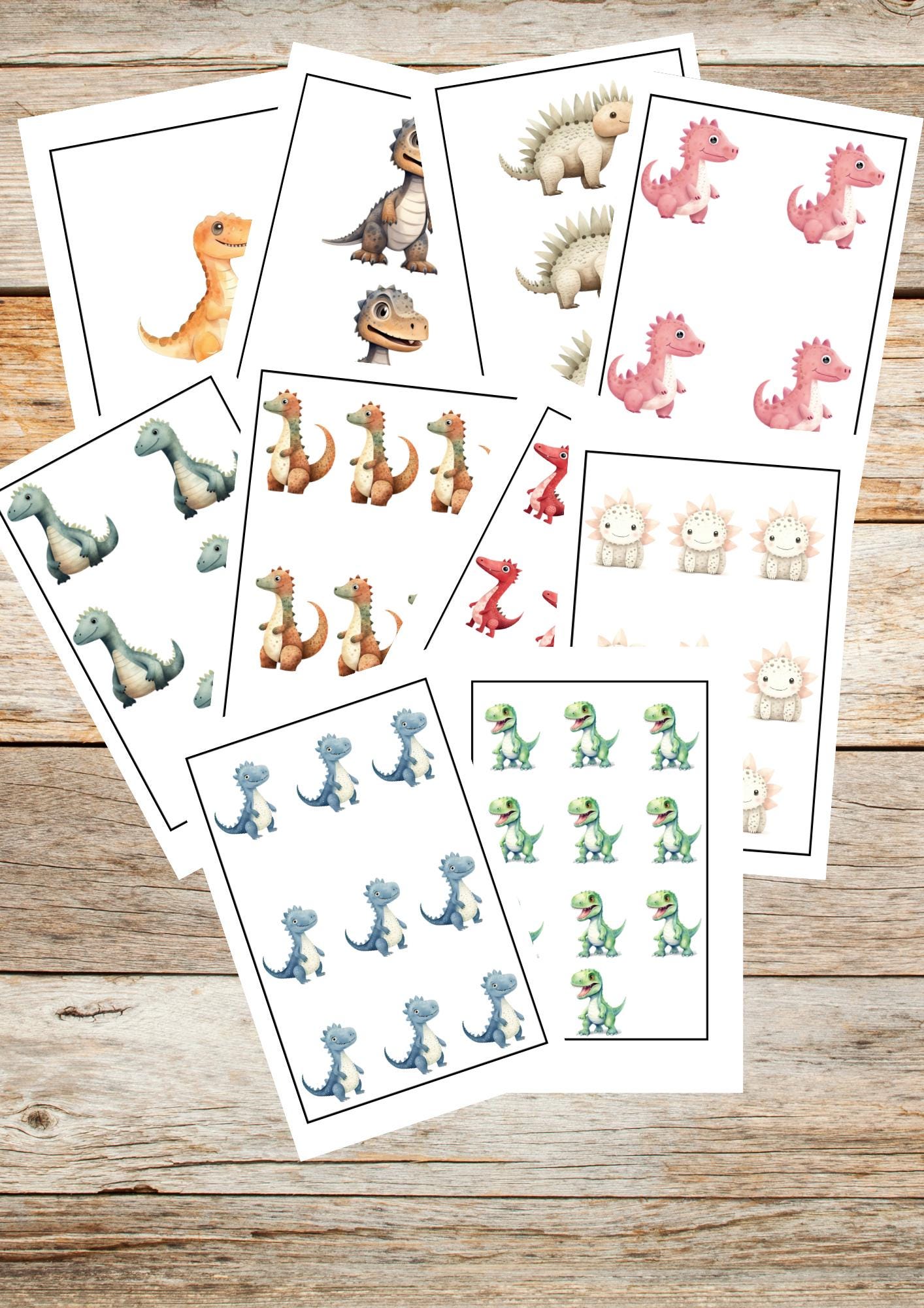 Dino Matching Flashcard I Dino Flashcards I Preschool Counting Flash ...