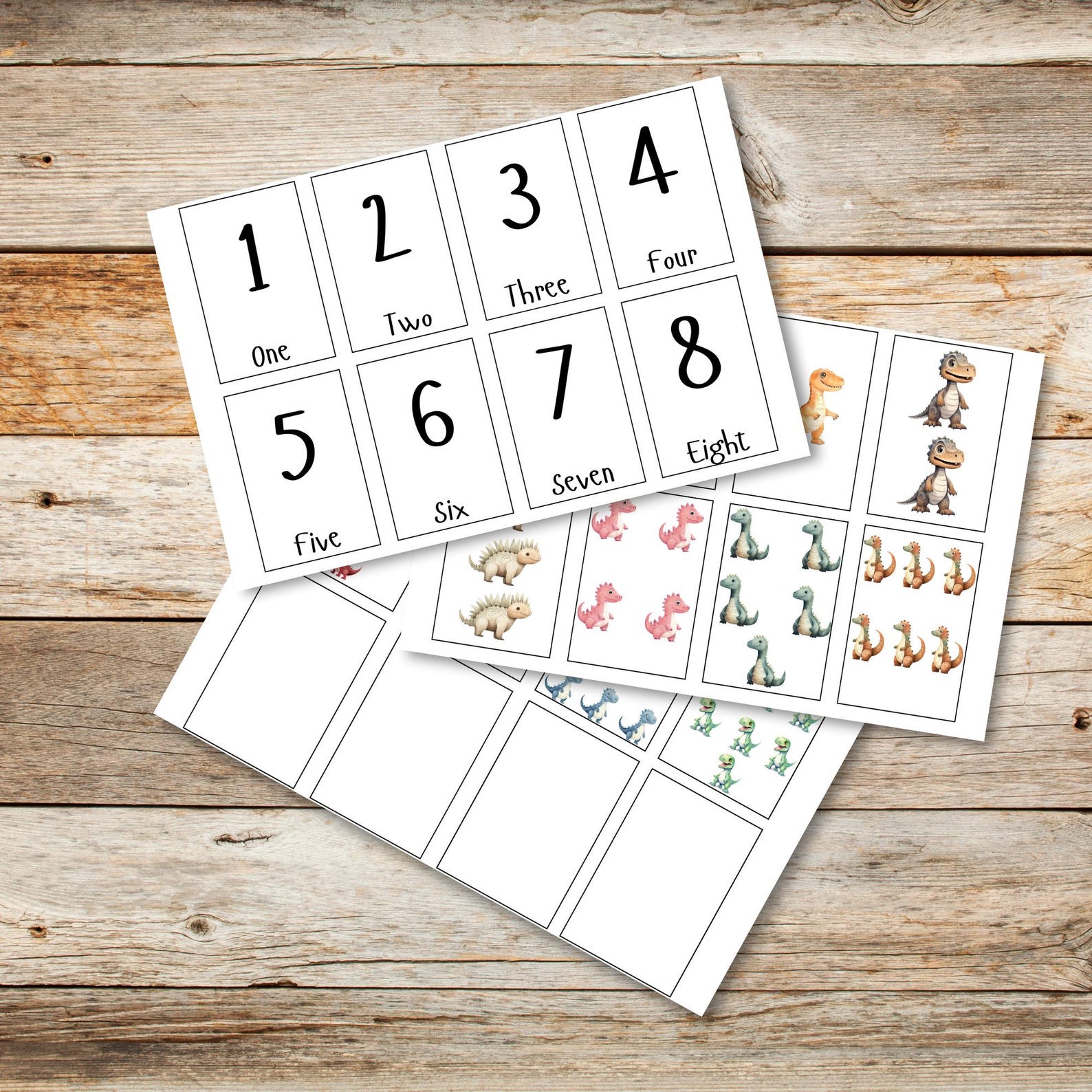 Dino Matching Flashcard I Dino Flashcards I Preschool Counting Flash ...