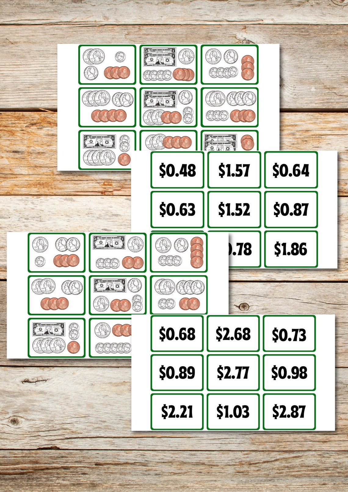 Money Flash Cards I Montessori Cards I US Coins I Memory Games I Pre-k ...