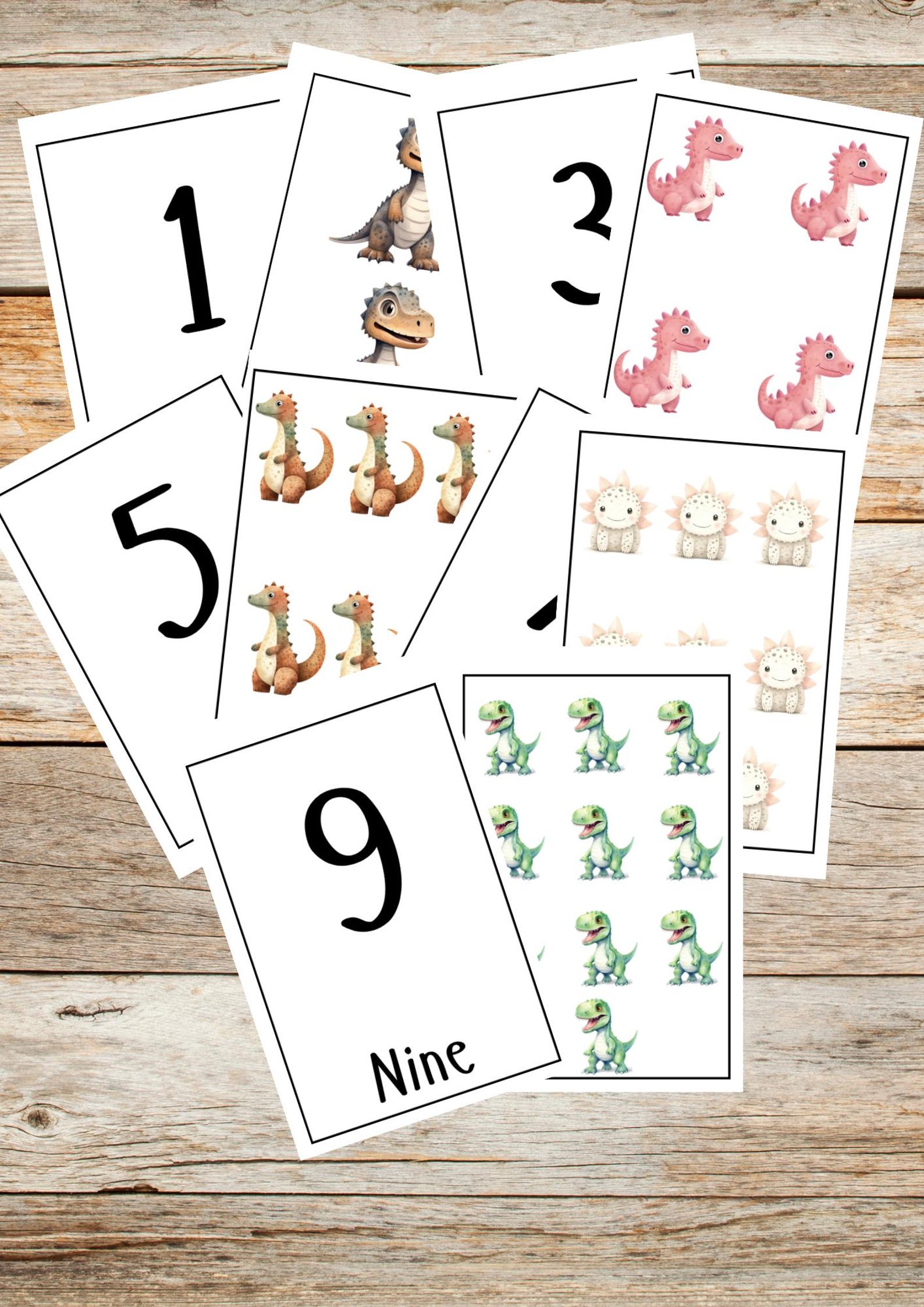 Dino Matching Flashcard I Dino Flashcards I Preschool Counting Flash ...