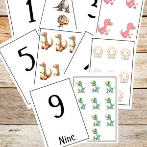 Number Flash Cards, Dino Flashcards, Matching Flashcard, Preschool ...