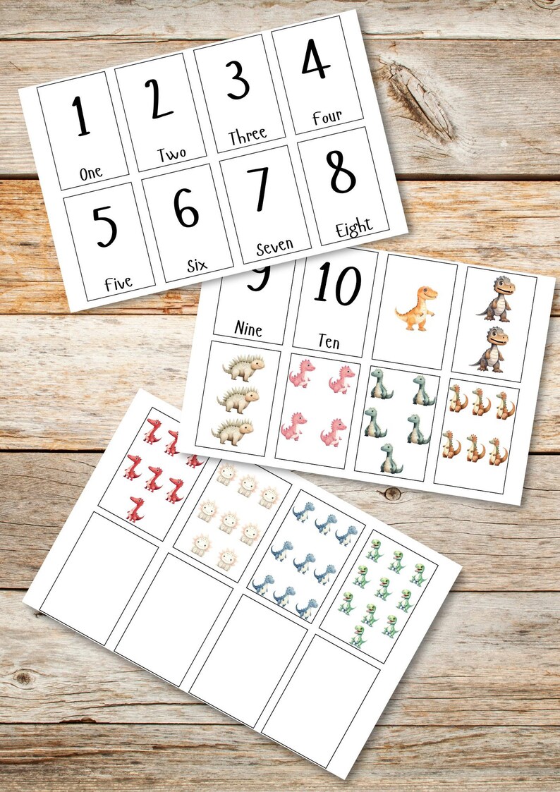 Dino Matching Flashcard I Dino Flashcards I Preschool Counting Flash ...