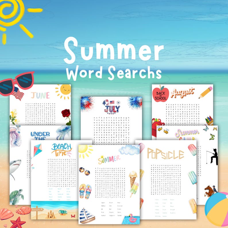 Summer Word Search, Printable Summertime Games, Fun Summer Activity for ...