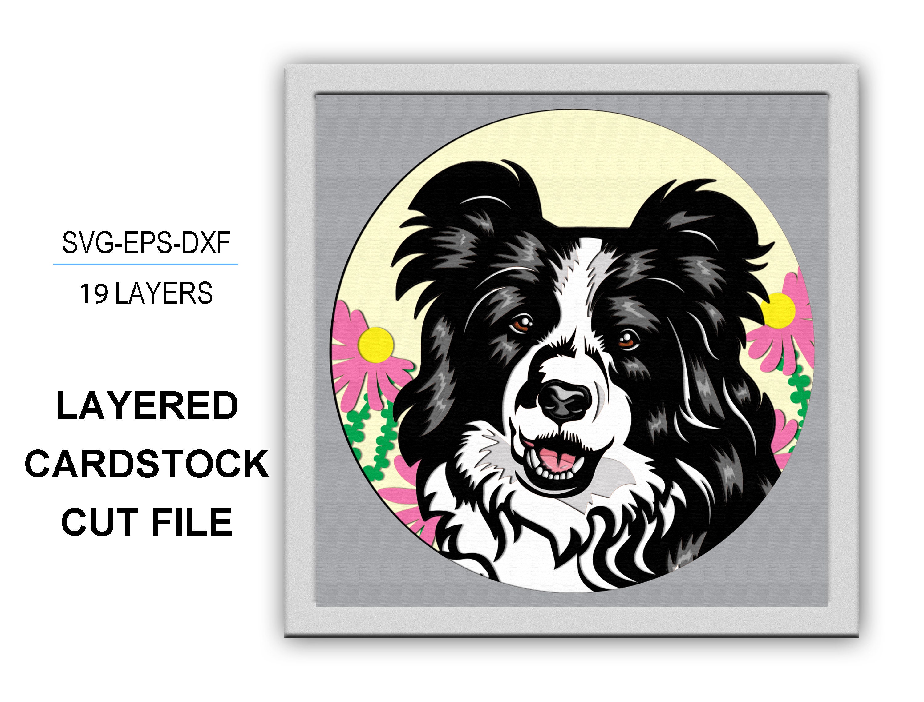 3D Border Collie Box Dog Shadow Box Svg Layered Svg Light Box - Etsy ...